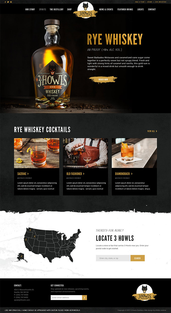 3 Howls Distillery : efelle creative, Seattle, WA
