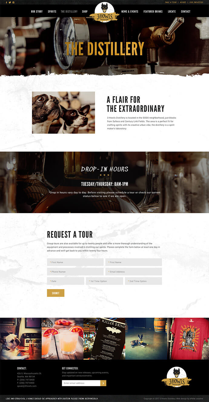 3 Howls Distillery : efelle creative, Seattle, WA