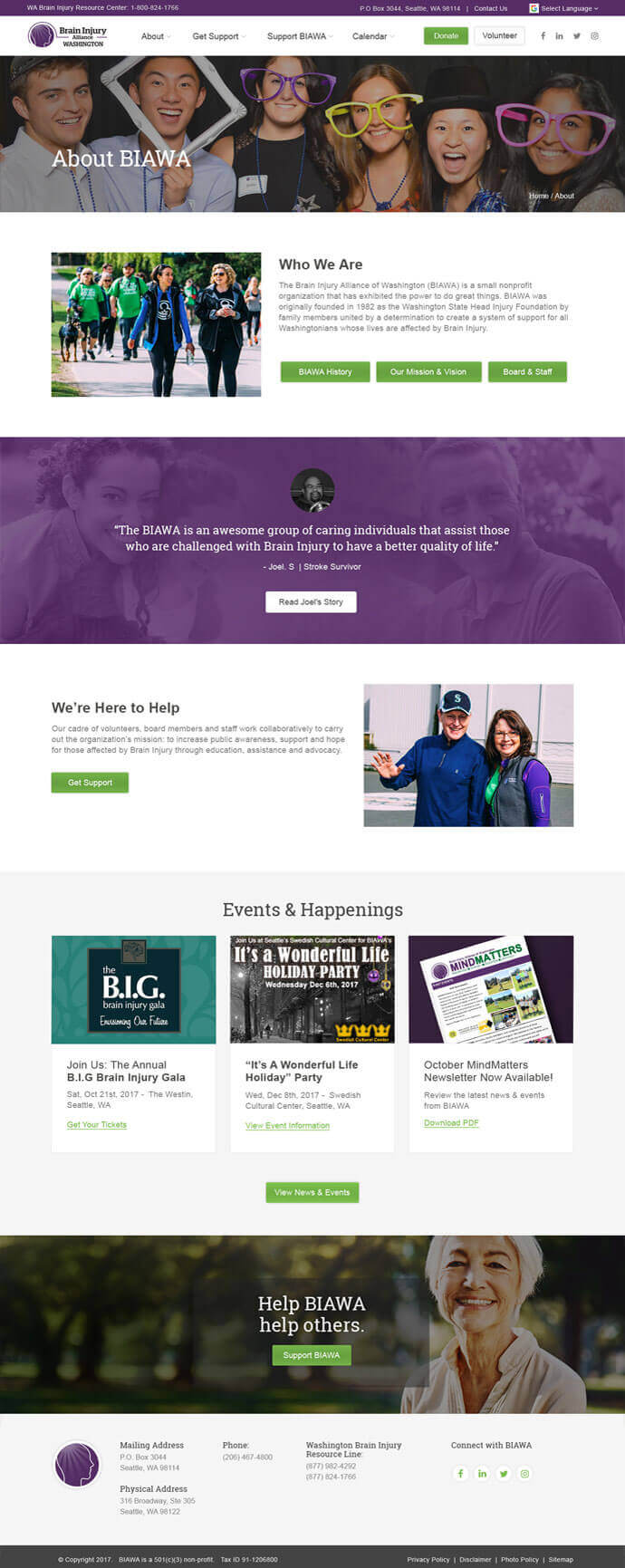 Brain Injury Alliance of Washington (BIAWA) : efelle creative, Seattle, WA