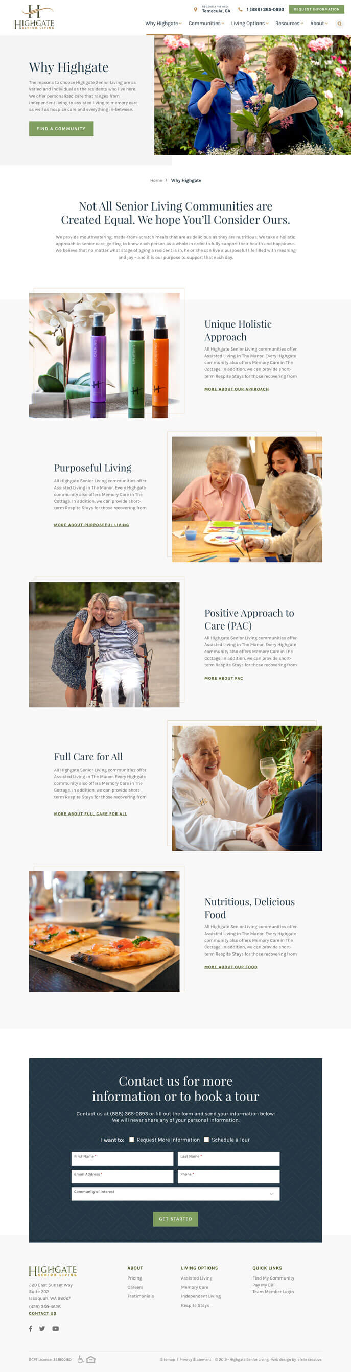 Highgate Senior Living Website Design : efelle creative, Seattle, WA