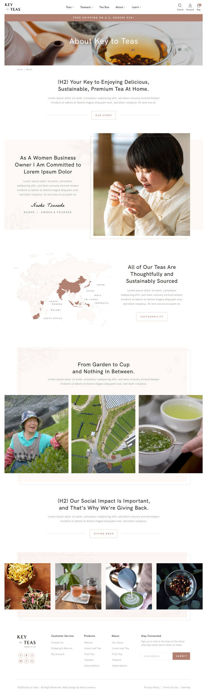 eCommerce Website Design for Key to Teas : efelle creative, Seattle, WA