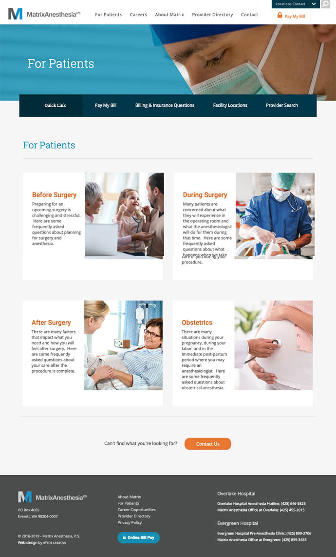 Matrix Anesthesia : efelle creative, Seattle, WA