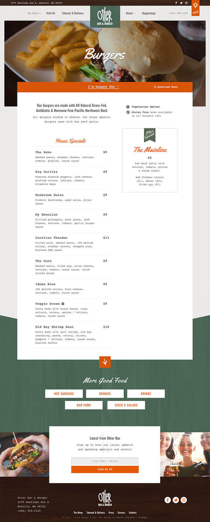 Otter Bar & Burger : efelle creative, Seattle, WA