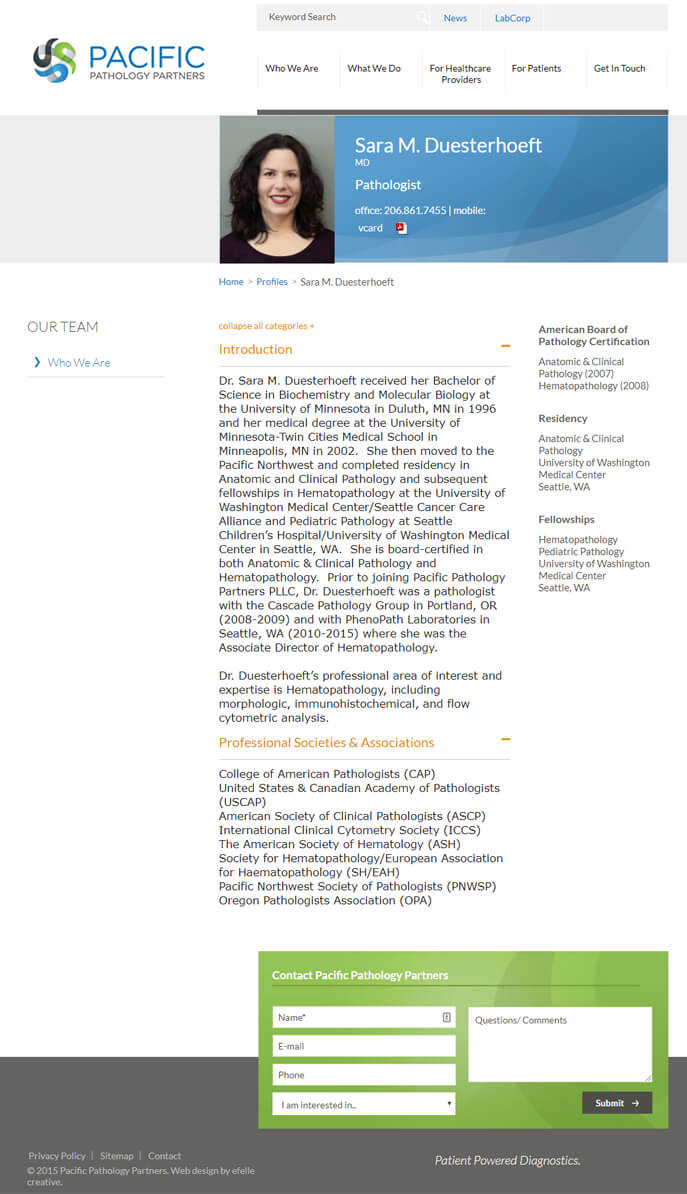 Pacific Pathology Partners : efelle creative, Seattle, WA