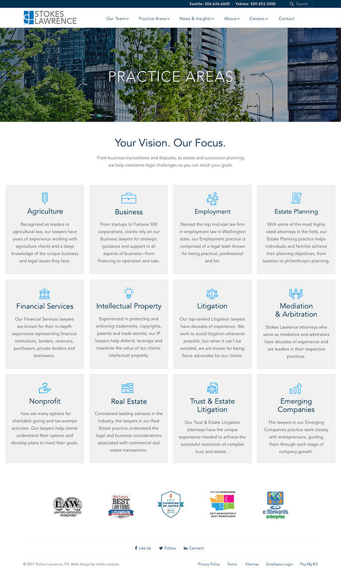 Stokes Lawrence Law : efelle creative, Seattle, WA