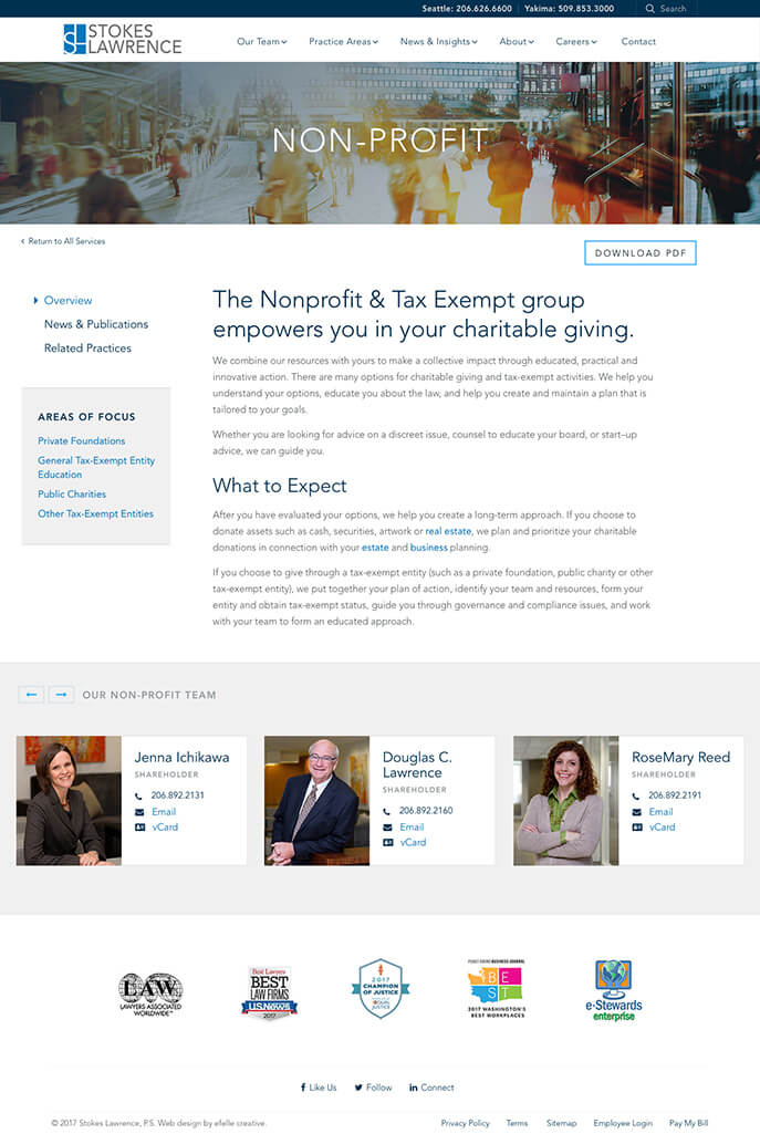 Stokes Lawrence Law : efelle creative, Seattle, WA