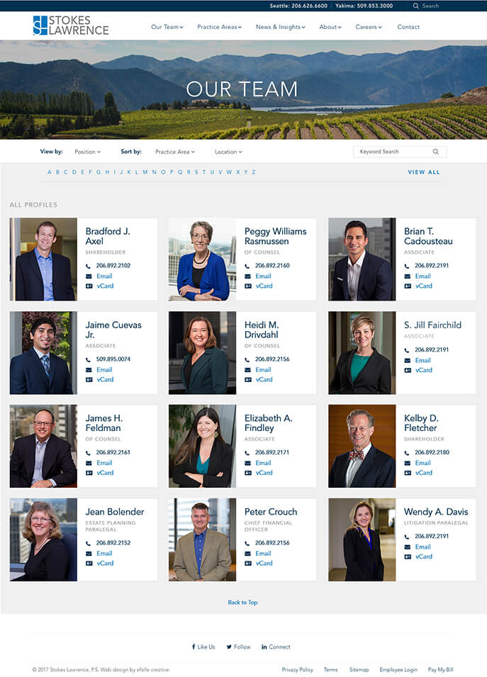 Stokes Lawrence Law : efelle creative, Seattle, WA